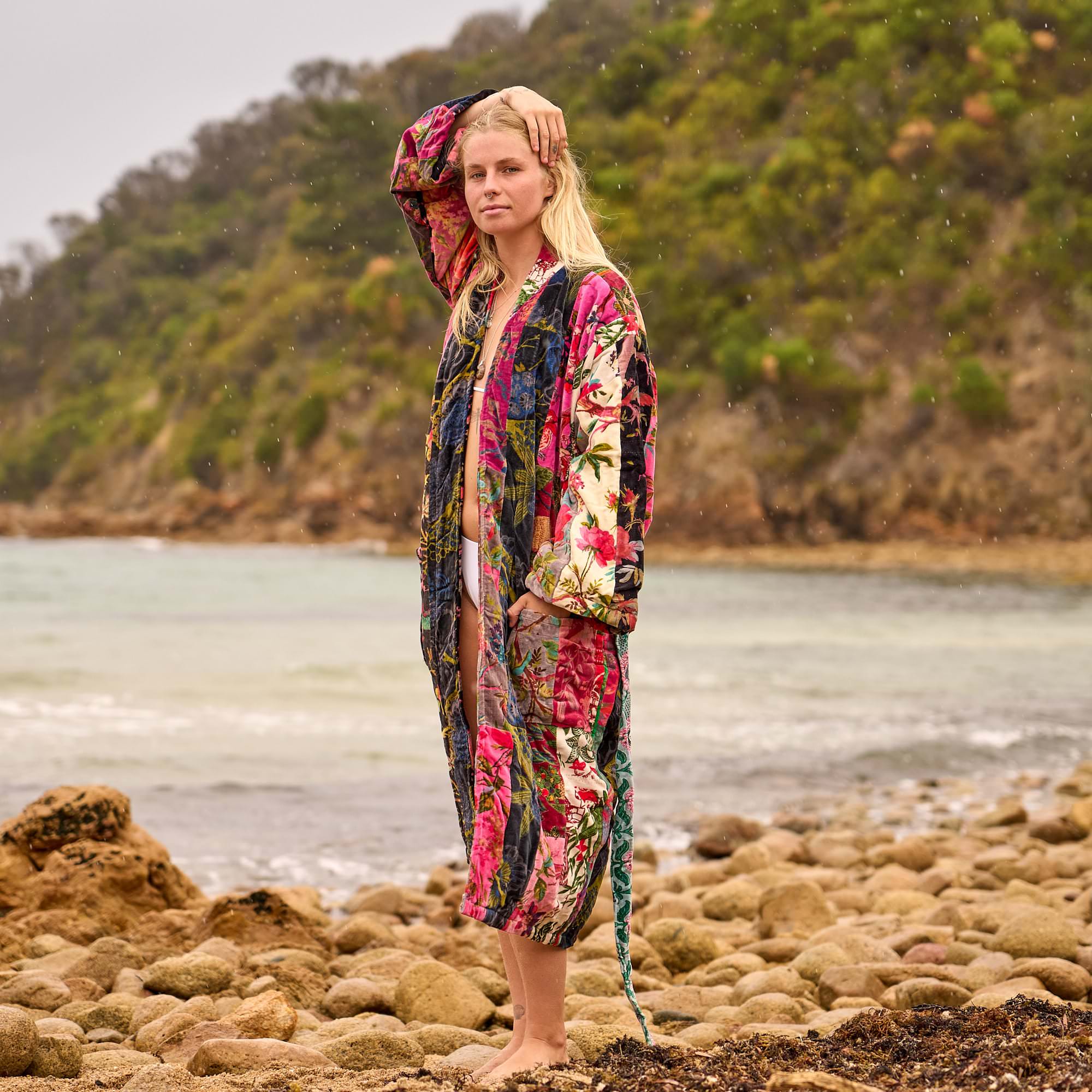 Velvet Bloom Kimono Robe – Boho Luxe Floral Wrap for Endless Wanderlus
