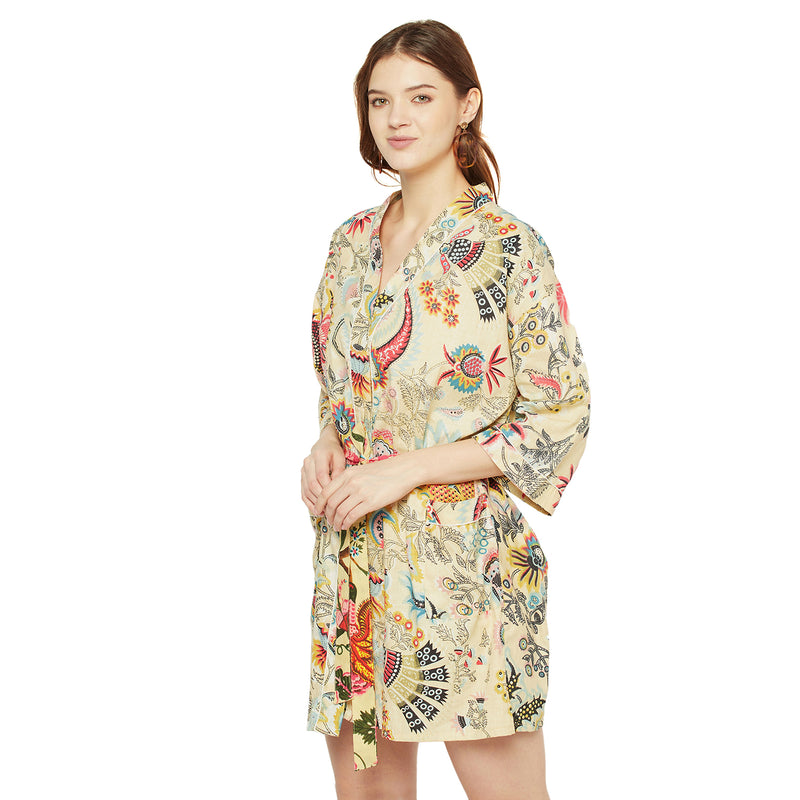 'Floral Canvas' 100% Cotton Kimono Robe